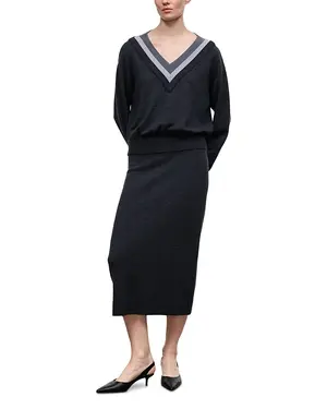 Staud Normandy Merino Wool Midi Sweater Dress - Smoke Multi