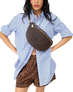 Clare V. Large Woven Leather Fanny Pack