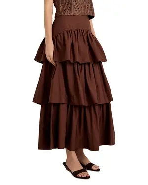 MARIE OLIVER Baylor Cotton Tiered A Line Skirt