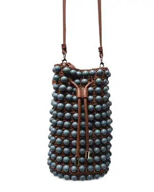 Farm Rio Mini Beaded Macrame Bucket Bag