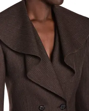 Alexander McQueen Wool Pinstripe Waterfall Collar Jacket