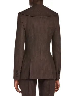 Alexander McQueen Wool Pinstripe Waterfall Collar Jacket