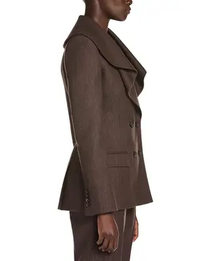 Alexander McQueen Wool Pinstripe Waterfall Collar Jacket