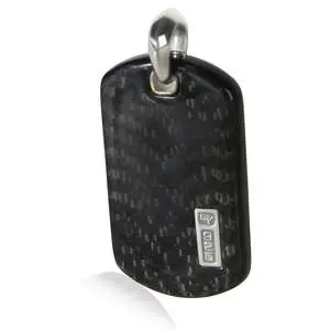 David Yurman Sterling Silver 42mm Carbon Fiber Tag Pendant - Sterling_silver