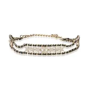 Chanel Gold-plated 2023 Leather & Strass Choker Necklace - Gold_plated