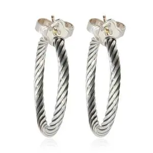 David Yurman Sterling Silver Cable Hoop Earrings - Sterling_silver