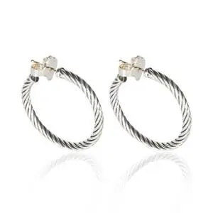 David Yurman Sterling Silver Cable Hoop Earrings