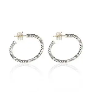 David Yurman Sterling Silver Cable Hoop Earrings
