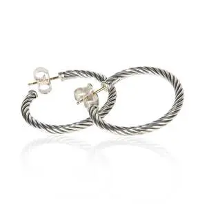 David Yurman Sterling Silver Cable Hoop Earrings