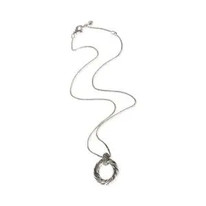 David Yurman Sterling Silver Diamond Cabe Circle Pendant