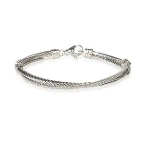 David Yurman Sterling Silver Diamond Crossover Bracelet - Sterling_silver