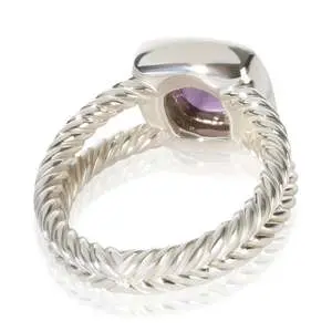 David Yurman Sterling Silver Amethyst And Diamond Petite Albion Ring