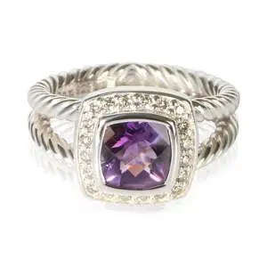 David Yurman Sterling Silver Amethyst And Diamond Petite Albion Ring - Sterling_silver