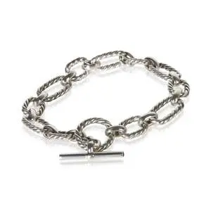 David Yurman Sterling Silver Square Cushion Link Toggle Bracelet