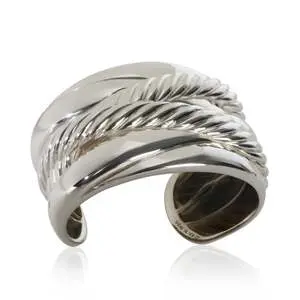 David Yurman Sterling Silver Wide Crossover Bracelet