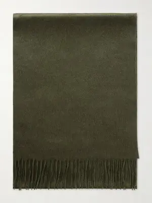 Gabriela Hearst Blaine Fringed Silk And Cashmere-blend Scarf - Green