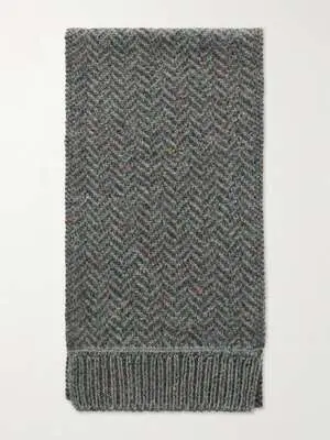 Gabriela Hearst Herringbone Silk And Cashmere-blend Scarf - Gray