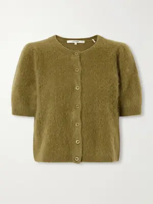 FRAME The Airy Wool And Cashmere-blend Cardigan - Green