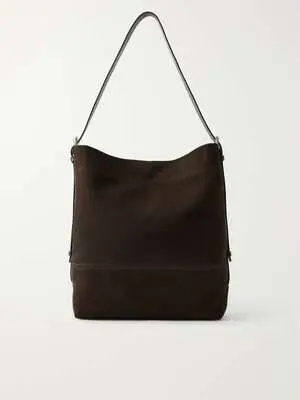 LEMAIRE Belted Nubuck Leather Tote - Brown