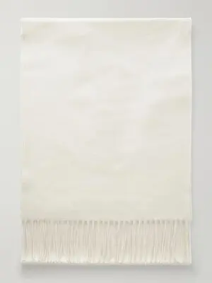 Gabriela Hearst Blaine Fringed Silk And Cashmere-blend Scarf - Neutrals