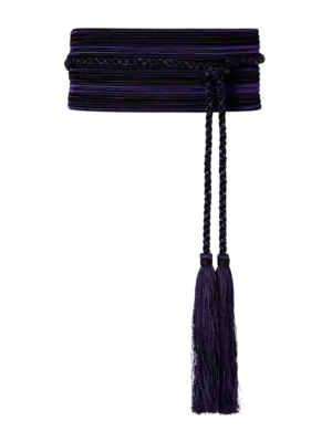 Le Sundial Vesper Tasseled Striped Cord Belt - Black