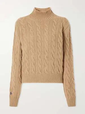 Polo Ralph Lauren Cable-knit Wool And Cashmere-blend Turtleneck Sweater - Camel