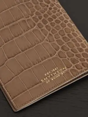 Smythson Mara Croc-effect Leather Passport Cover