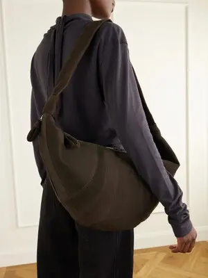 LEMAIRE Croissant Paneled Leather Shoulder Bag - Brown