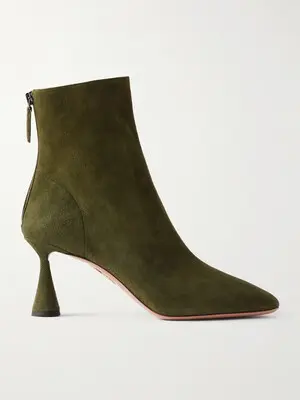 AQUAZZURA Amore 75 Suede Ankle Boots - Green