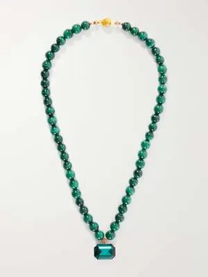 JENNIFER BEHR Sidonie Gold-tone Malachite And Crystal Necklace - Green