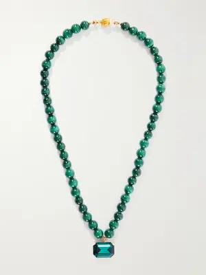 JENNIFER BEHR Sidonie Malachite And Crystal Necklace - Green
