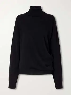 Magda Butrym Gathered Wool Turtleneck - Black