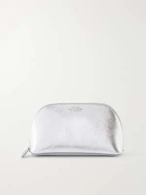 Smythson Metallic Leather Cosmetic Case - Silver