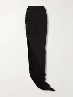 Rick Owens Ruched Cotton-jersey Maxi Skirt