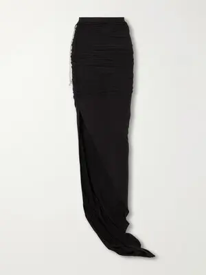Rick Owens Ruched Cotton-jersey Maxi Skirt - Black