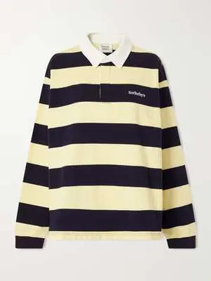 FRAME Sotheby's Striped Cotton-jersey Polo Sweater