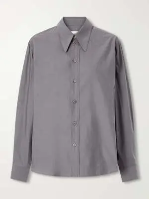 LEMAIRE Cotton And Silk-blend Poplin Shirt - Gray