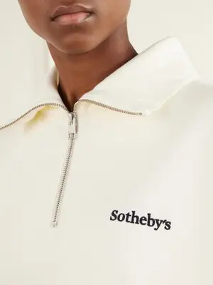 FRAME Sotheby's Cotton-jersey Half-zip Sweatshirt - Neutrals