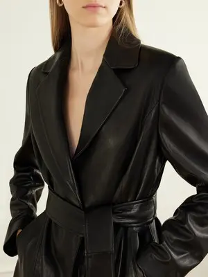 Nour Hammour Camden Belted Leather Coat
