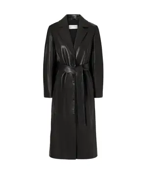 Nour Hammour Camden Belted Leather Coat - Black