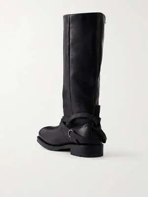 Our Legacy High Engine Tie-embellished Leather Knee Boots
