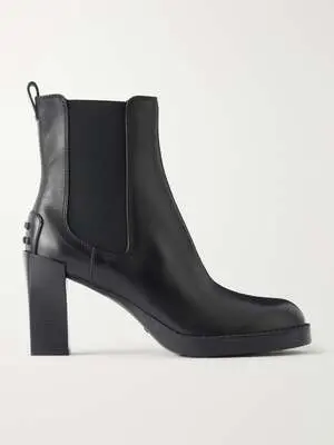 TOD'S Tronchetto Elastico 80 Leather Ankle Boots - Black