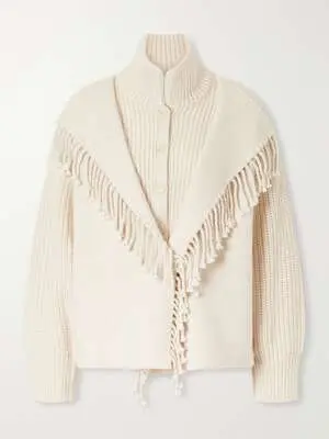 FRAME Fringed Wool Cardigan