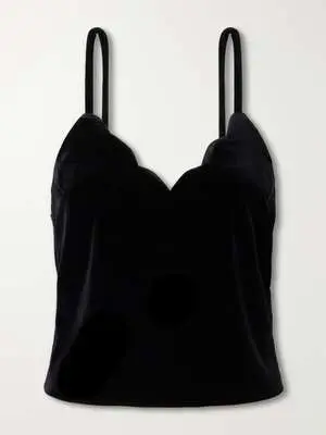 Loretta Caponi Pyrite Scalloped Velvet Cami