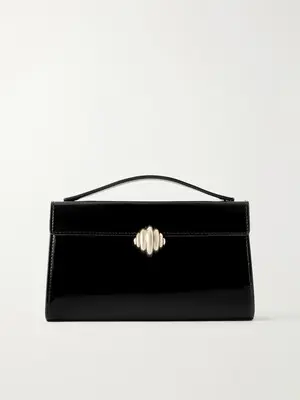 AQUAZZURA Alex Patent-leather Clutch - Black