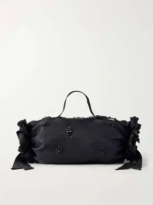 Simone Rocha Double Ribbon Rosette Crystal-embellished Satin Shoulder Bag - Multi