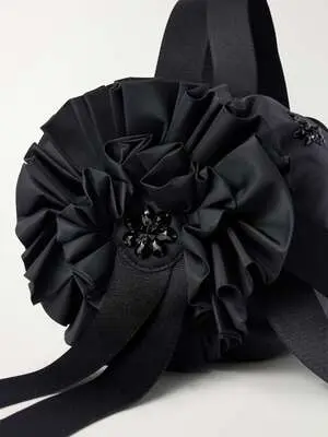 Simone Rocha Double Ribbon Rosette Crystal-embellished Satin Shoulder Bag