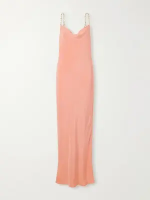 Cult Gaia Macelyn Chain-embellished Silk-satin Maxi Dress - Pink