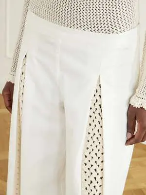 Escvdo Pleated Cotton Wide-leg Jeans