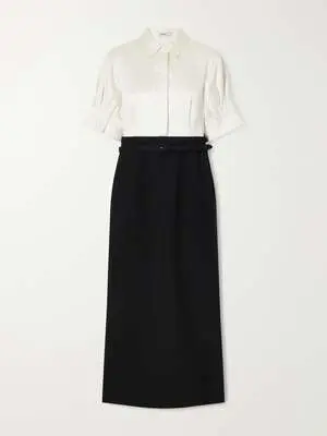 Simkhai Alvera Belted Twill Midi Dress - Ivory
